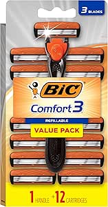 BIC Comfort 3 Refillable Three-Blade Disposable Razors for Men ...