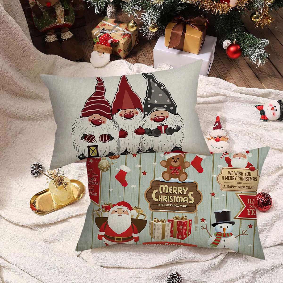 Christmas Pillow Covers Red Robins Velvet Christmas Cushion