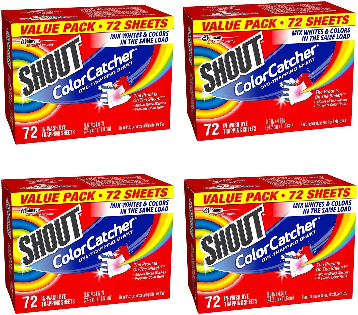 Amazon.com: Shout Color Catcher sdlrk Dye Trapping Sheets, 72 Count (4 ...