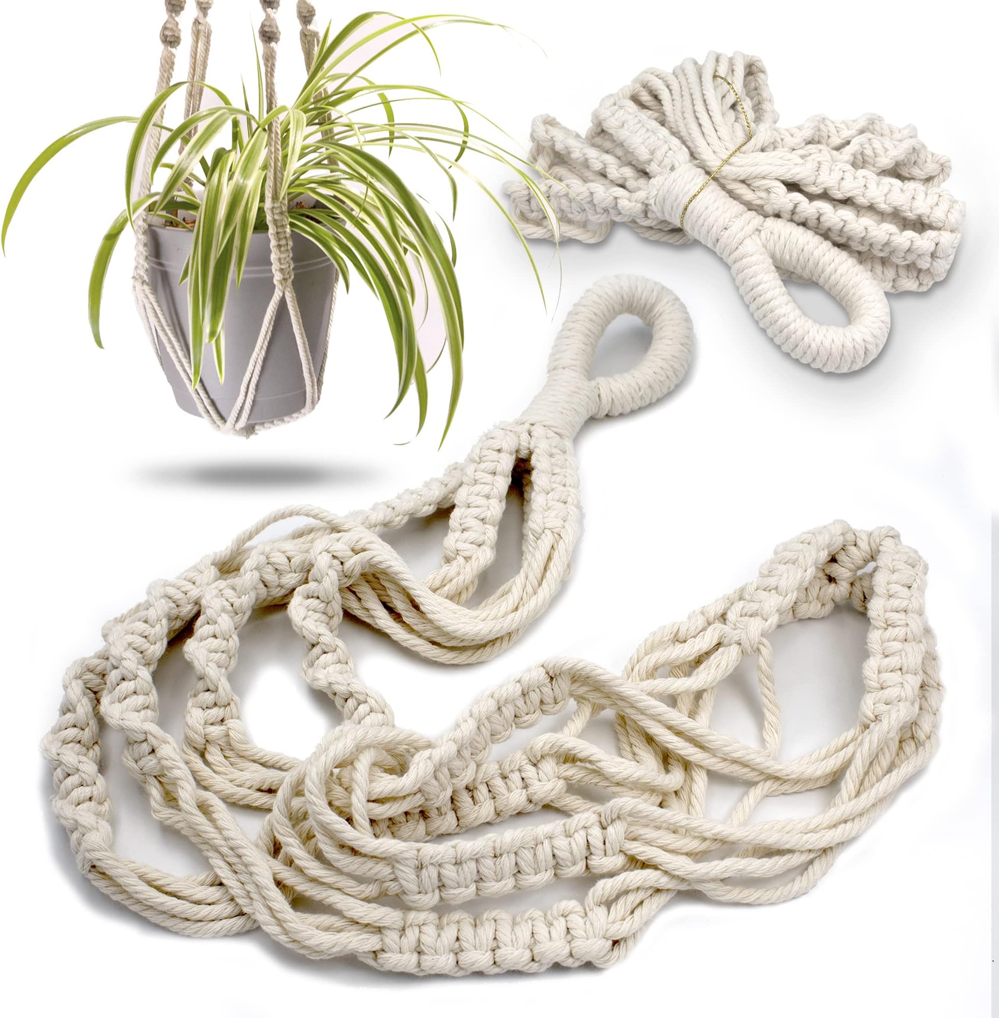 Amazon.com : Selbst 3 Pack Macrame Plant Hangers Handwork Classic Rope ...