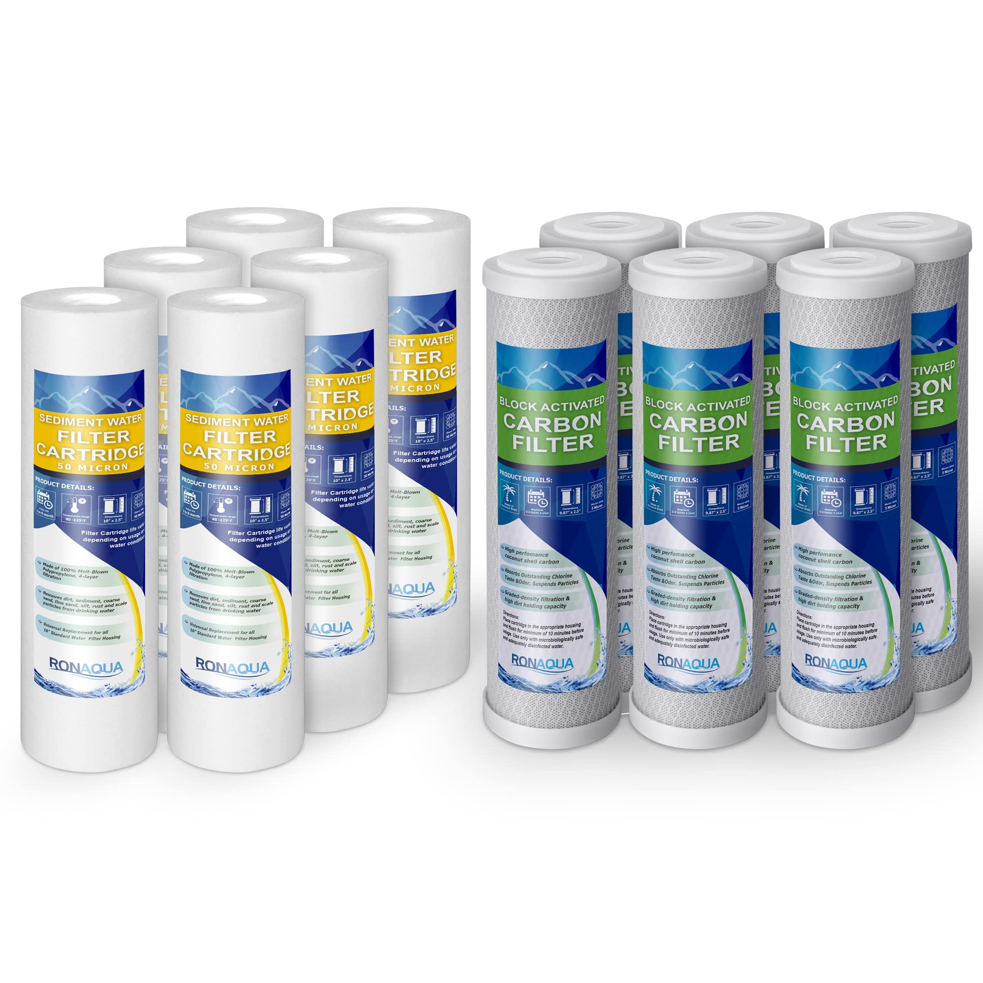 Amazon.com: Polypropylene Sediment Water Filter Cartridge 6 Pack, 50 ...
