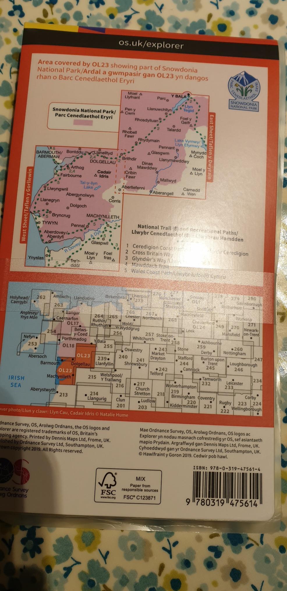 Cadair Idris & Llyn Tegid Map | Snowdonia National Park | Ordnance ...