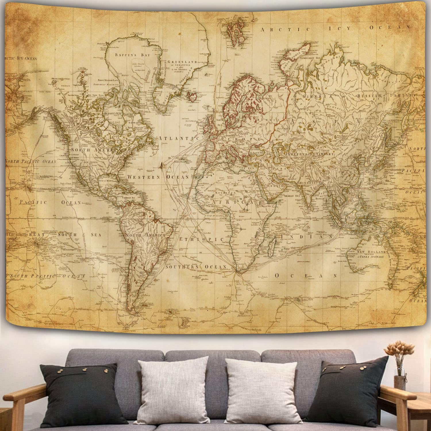 Amazon.com - Viajar World Map Tapestry, World Map Geographical ...