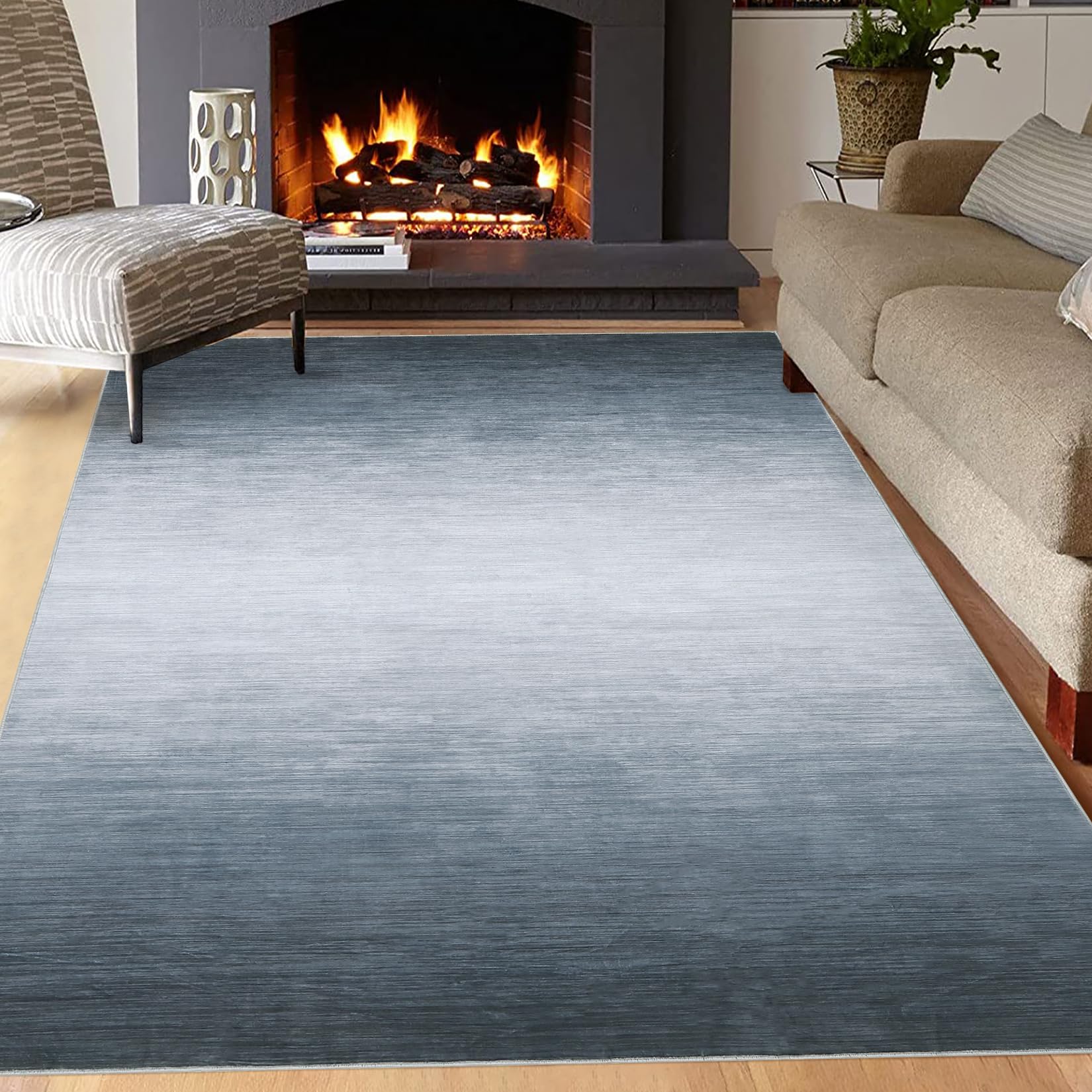 ROYHOME 9x12 Living Room Area Rug Modern Ombre Area Rug Non-Slip ...