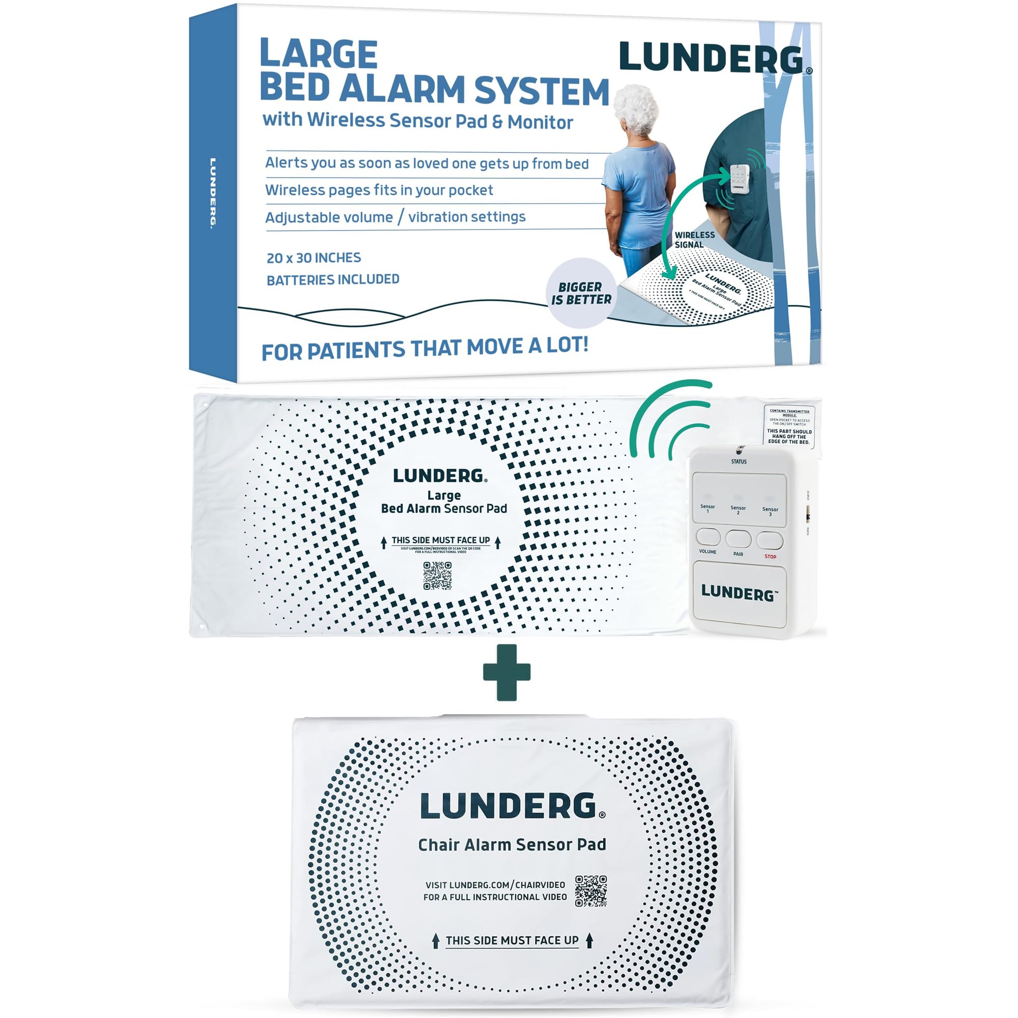 Amazon.com: Lunderg Bed Alarm & Chair Alarm System - Wireless Bed ...