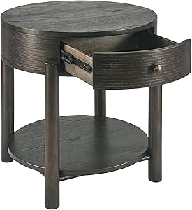 Amazon.com: MODERION Round End Table with Drawer and Storage Shelf ...