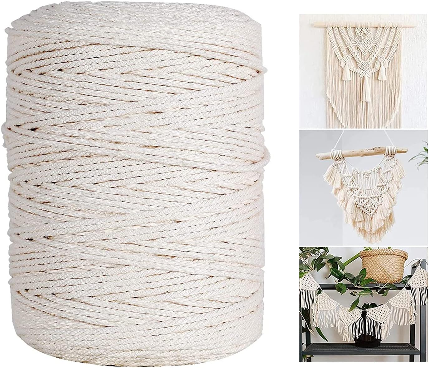 Cuerda de Macramé de 3mm x 300m, ZENSUKYE 100% Cuerda de Macramé de ...