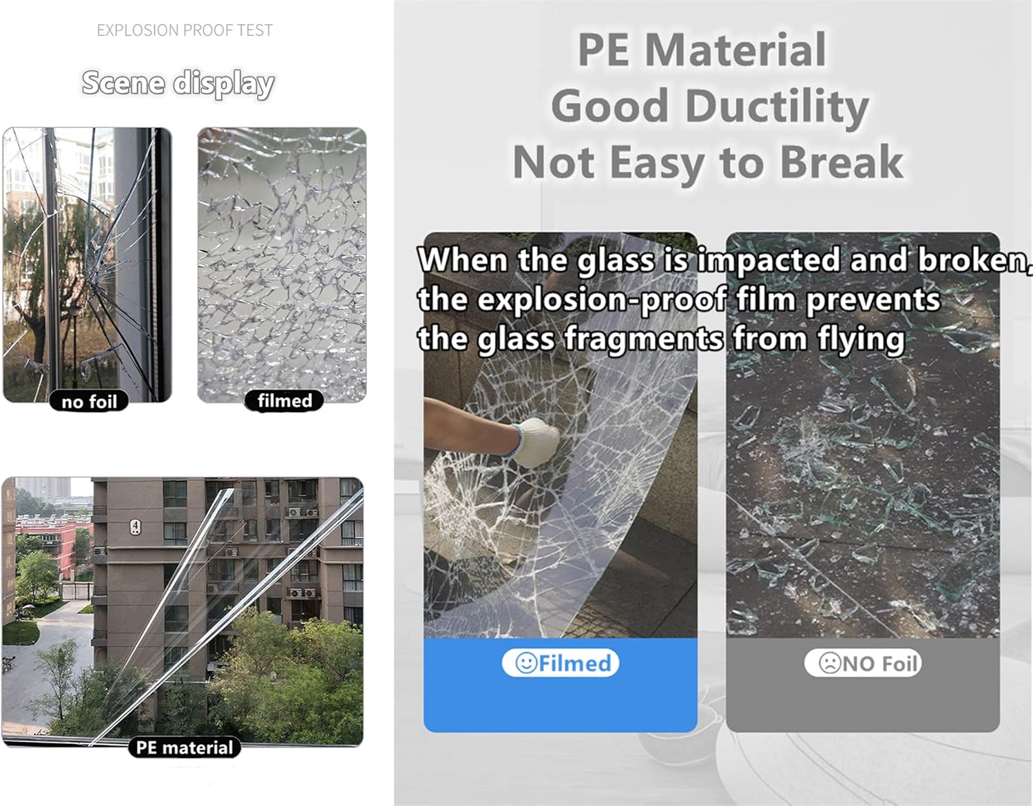 Anti Shatter Glass Protection Safety & Security Window Film Clear Glass ...