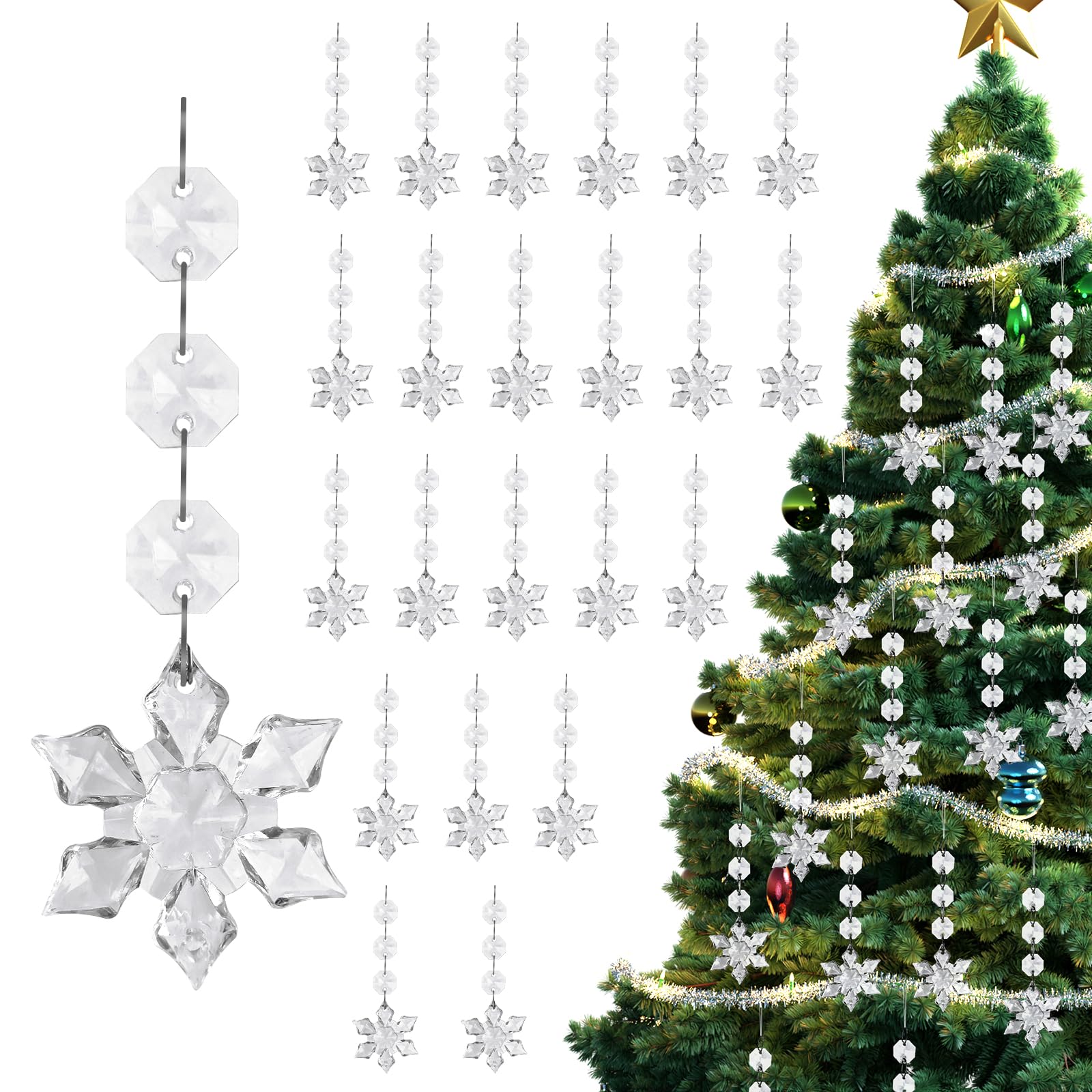 Amazon.com: 30 Pack 4.7 Inches Clear Acrylic Snowflake Ornaments ...