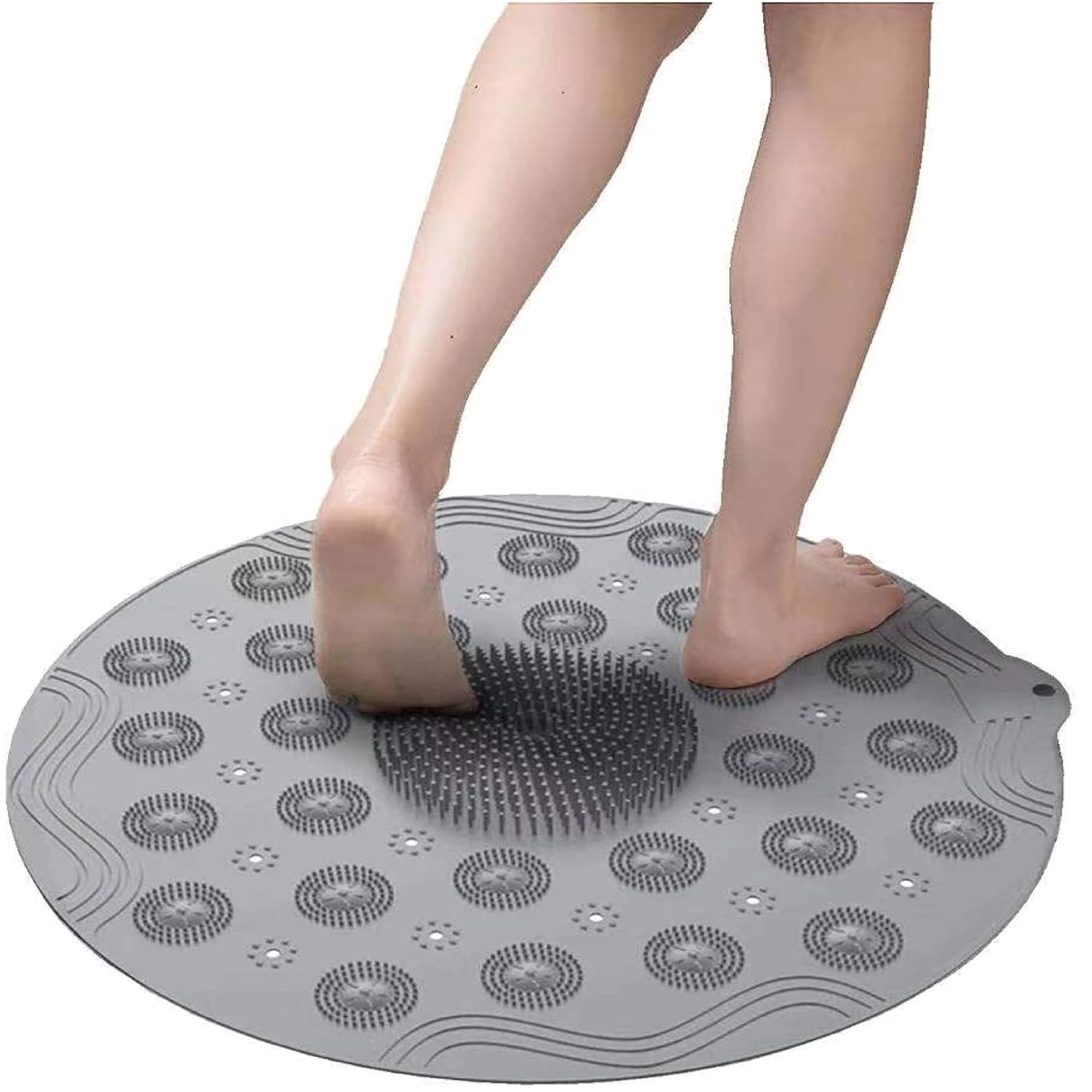 Buy Silicone Bathroom Mate with Drain Holes Feet Massager Textured Grip ...