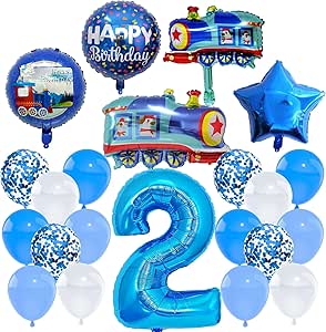 Amazon.com: Train Birthday Decorations Balloons Boys - 22 Pcs Blue ...