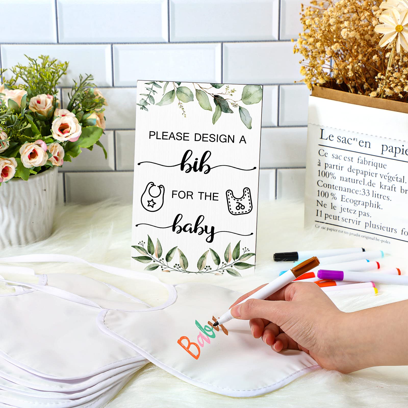 Snapklik.com : 26 Pcs Baby Bibs And Game Set Baby Shower Game Sign 15 ...