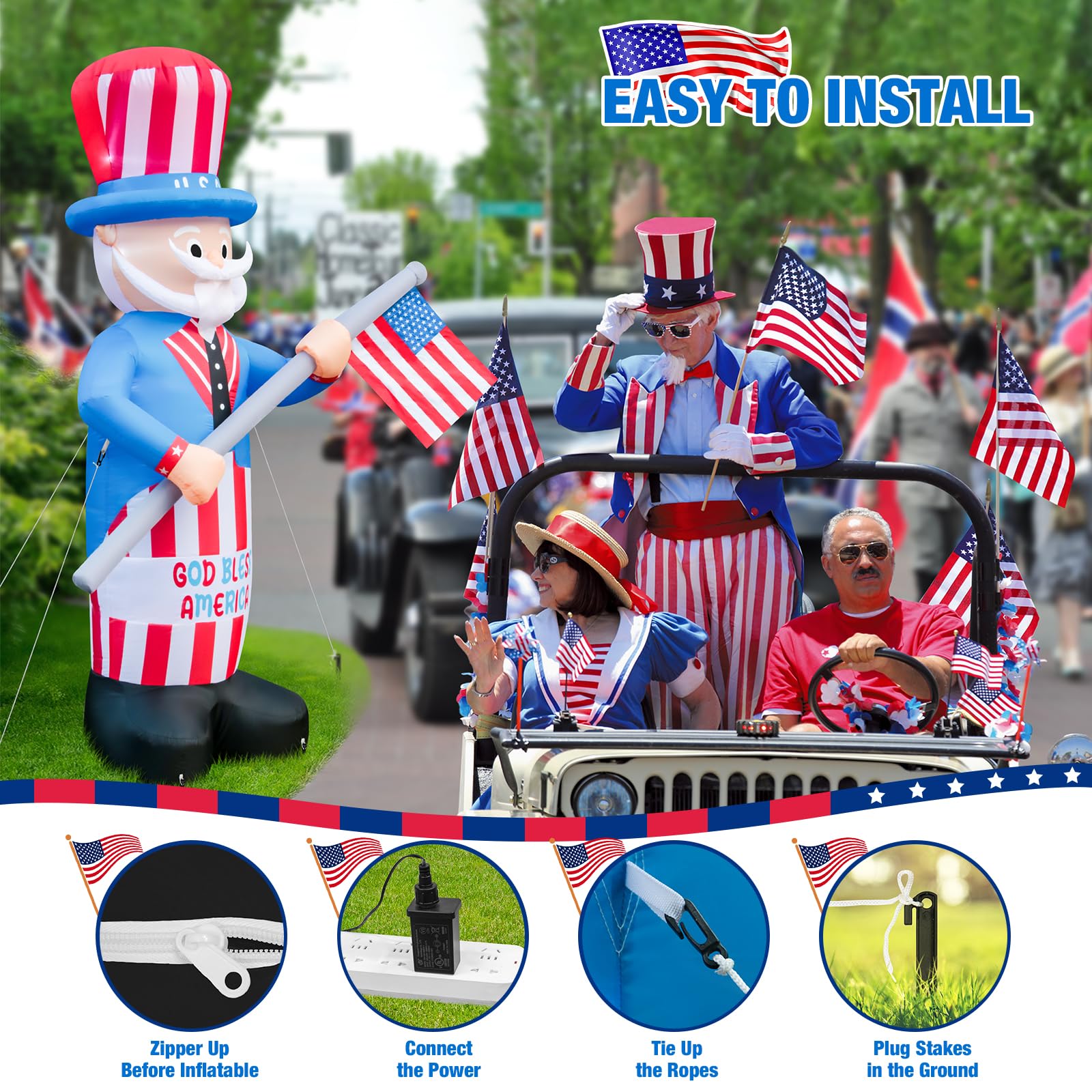 Snapklik.com : Nerveol 8FT Tall Independence Day 4th Of July Inflatable ...