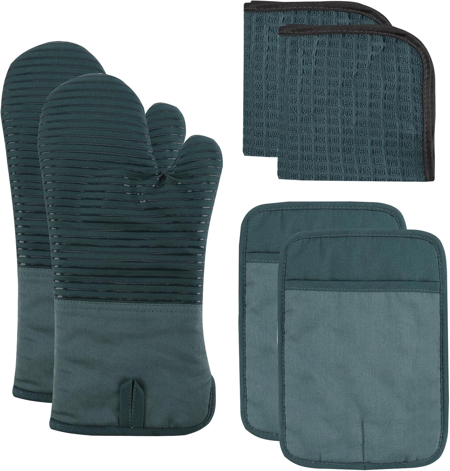 Amazon.com: COOK WITH COLOR Silicone Oven Mitts- Heat Resistant Gloves ...