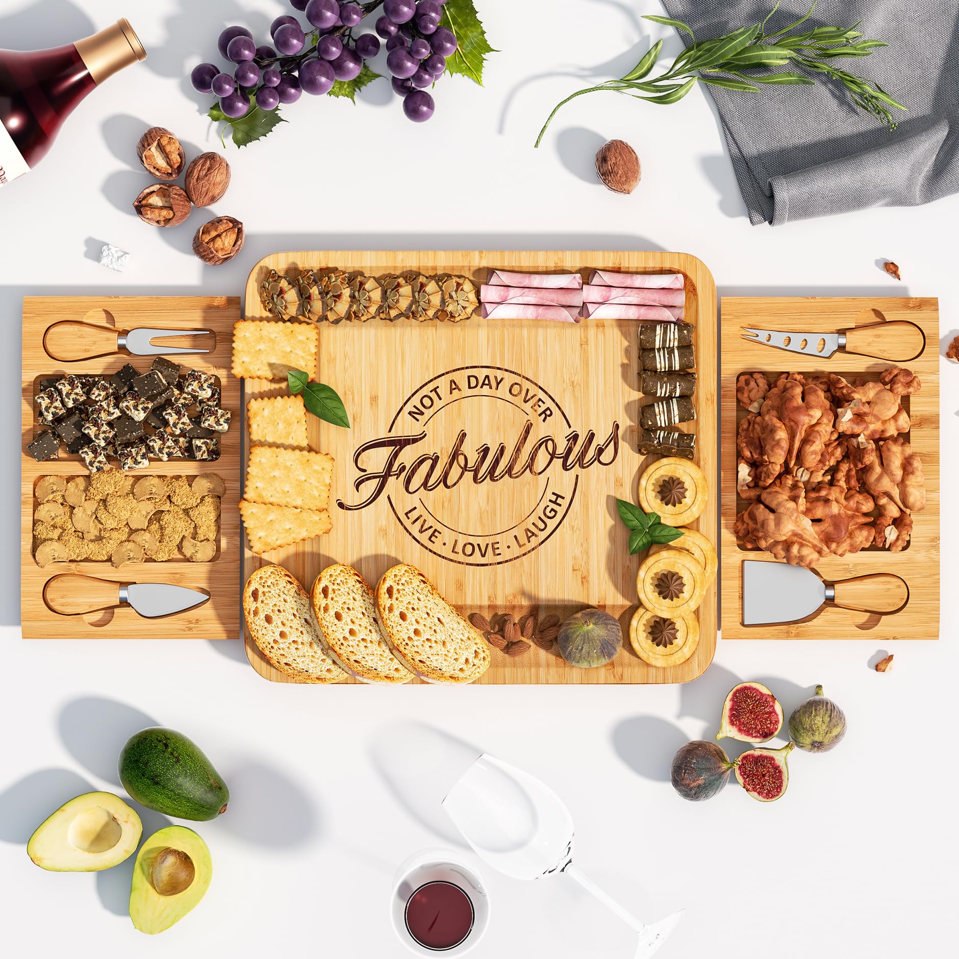 Charcuterie Board, Bamboo Charcuterie Boards Gift Set with Knife ...