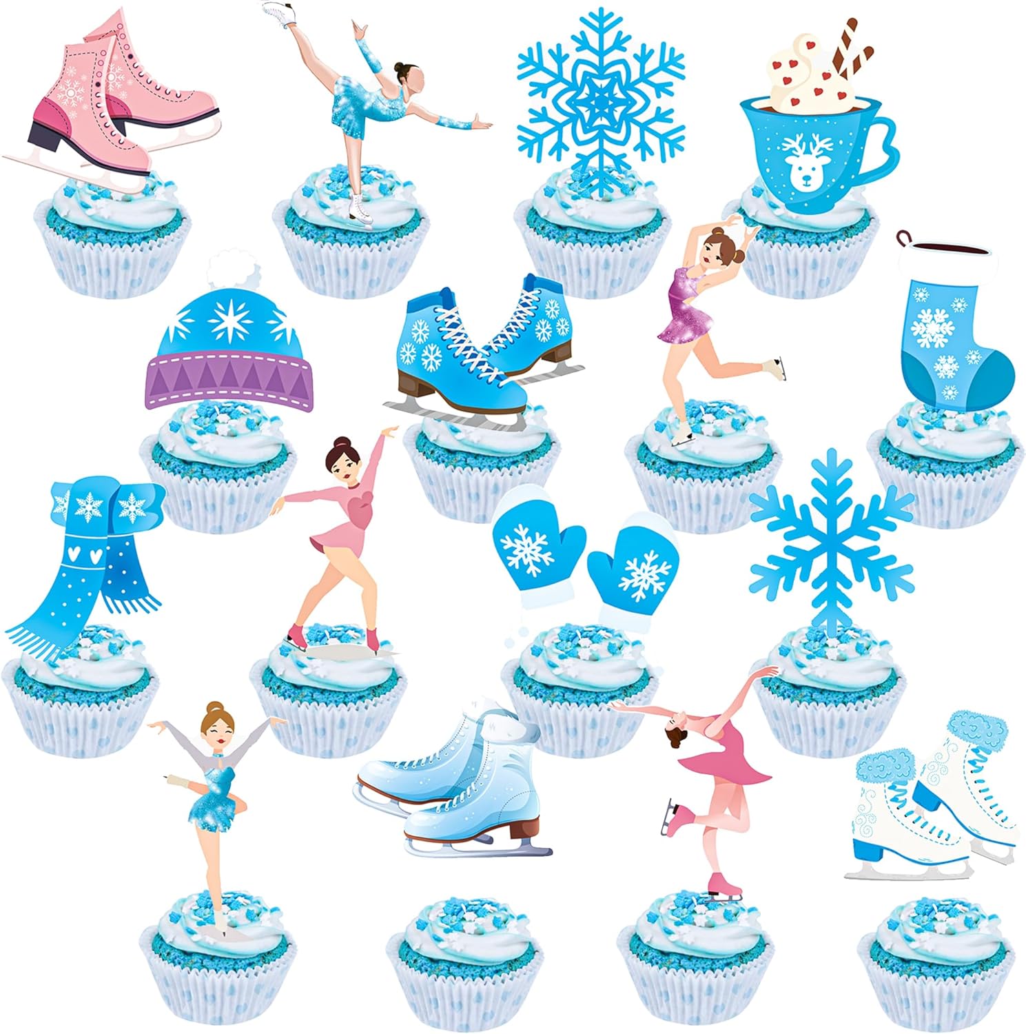 Amazon.com: 48pcs Ice Skating Cupcake Toppers Ice Skating Theme Party ...