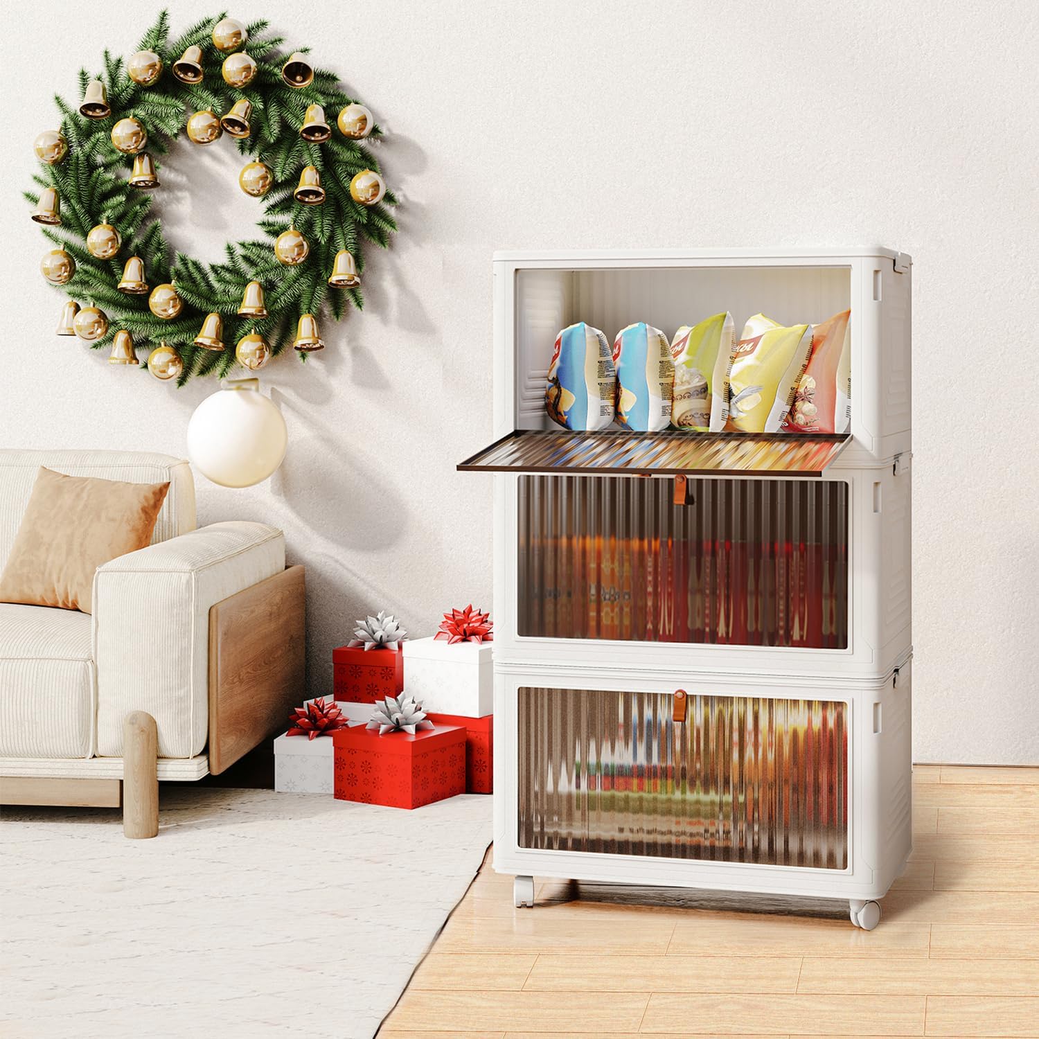 Amazon.com: LAVANDINO 3 Tier Stackable Storage Bins with Wheels and ...