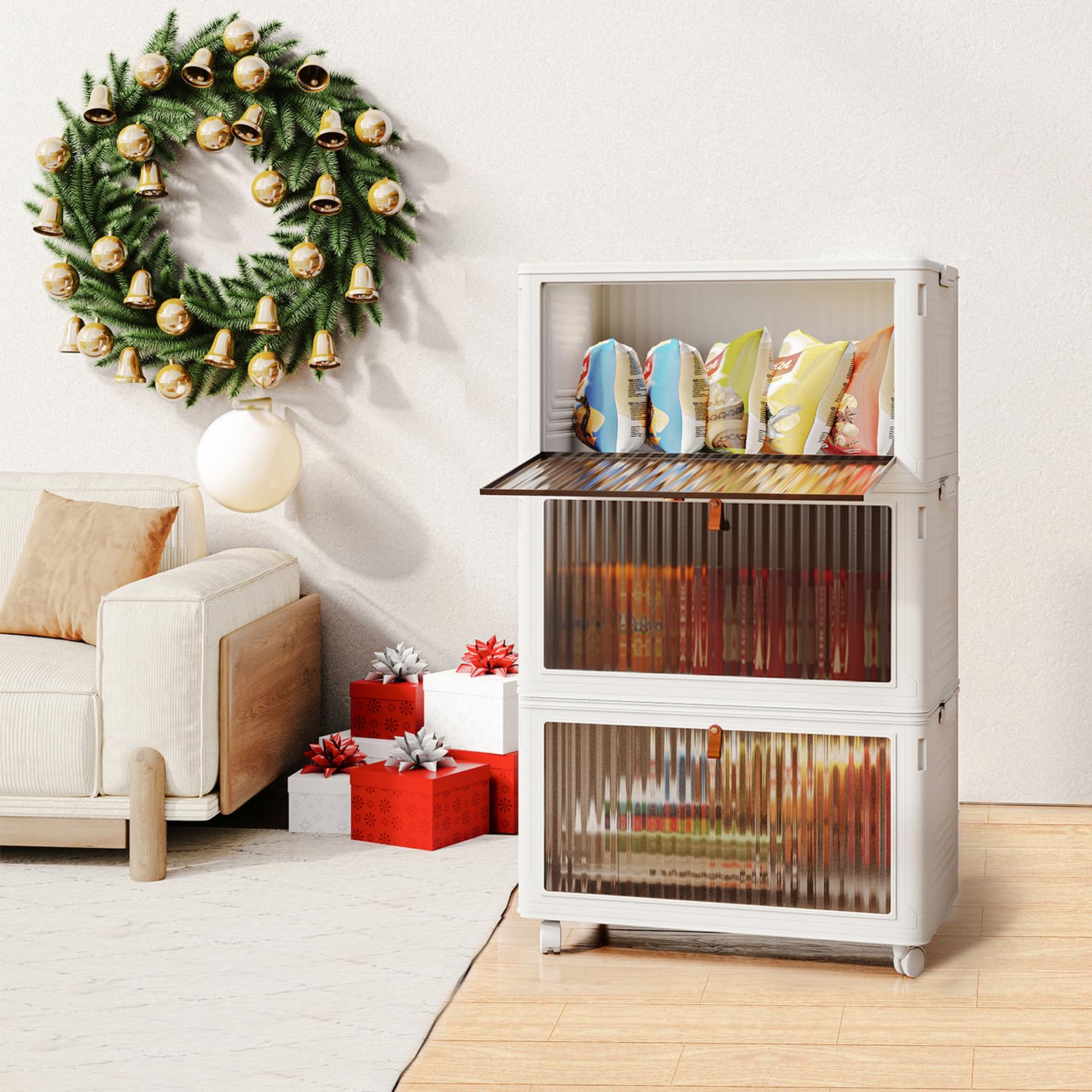 Amazon.com: LAVANDINO 3 Tier Stackable Storage Bins with Wheels and ...