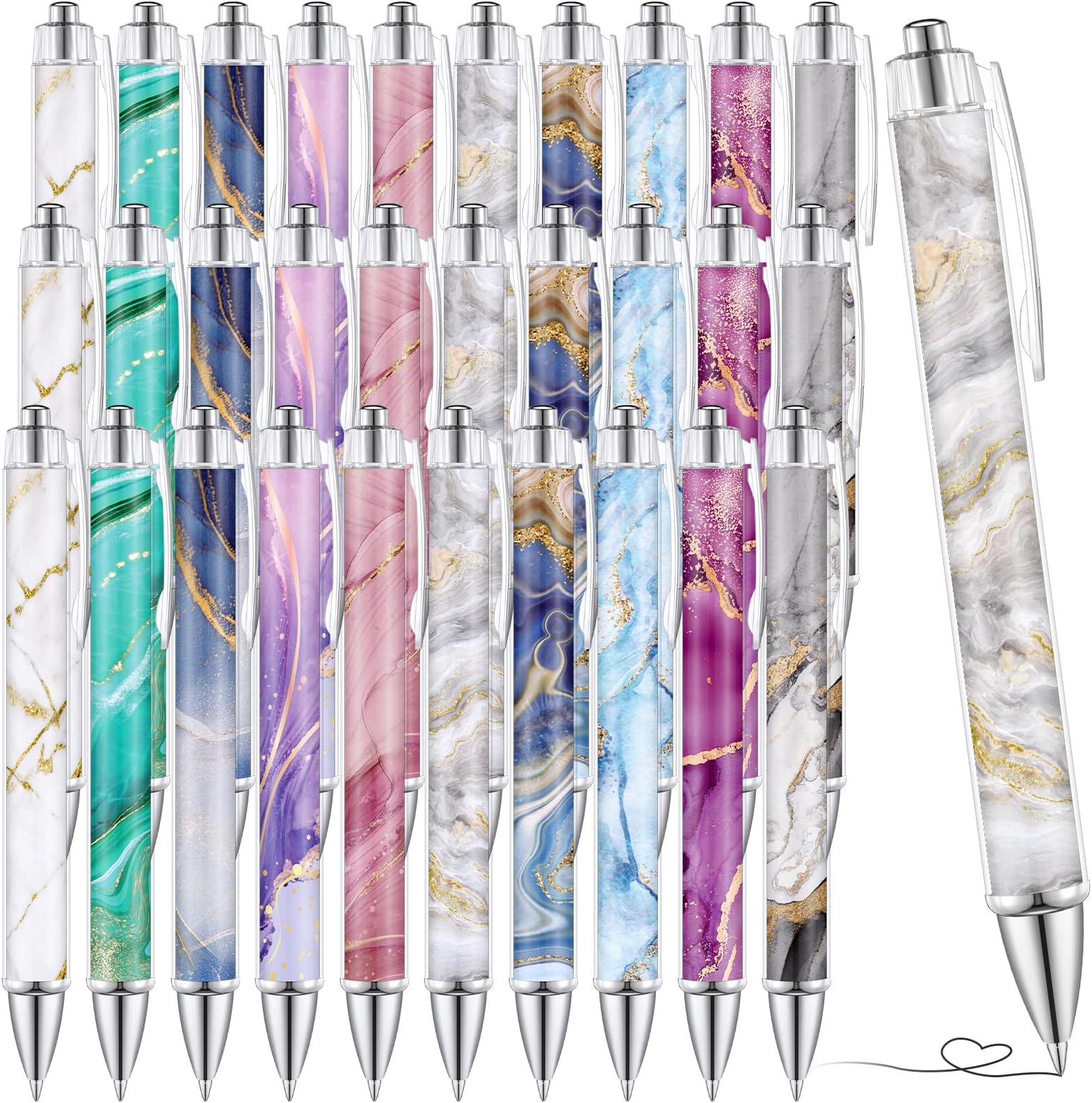 Amazon.com: TecUnite 30 Pcs Marble Ballpoint Pens for Women 1.00 mm ...