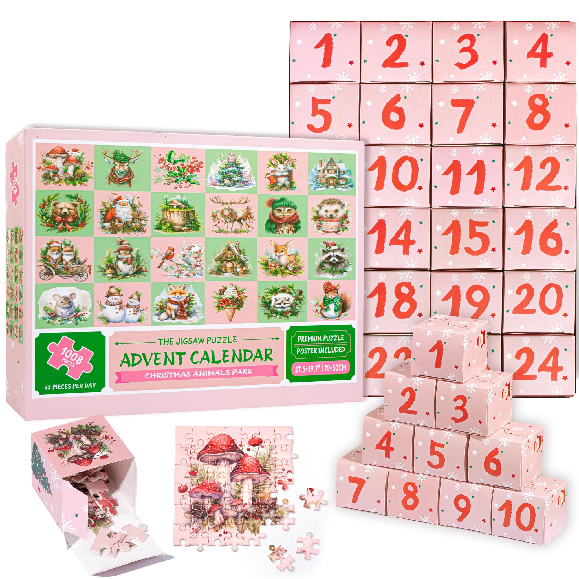 Amazon.com: Advent Calendar 2024 Jigsaw Puzzle 1008 Pieces,Animal ...