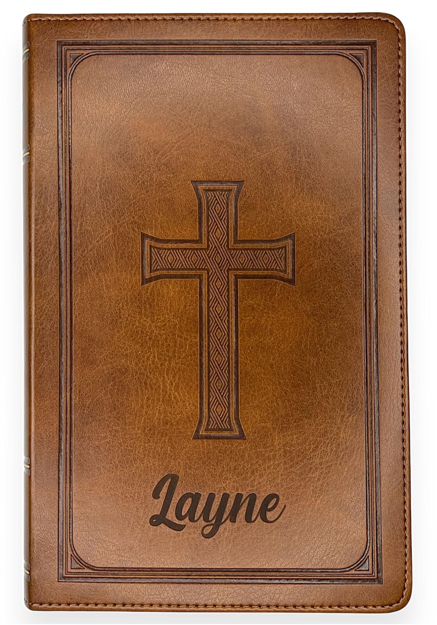 Amazon.com: Personalized KJV Deluxe Holy Bible Honey Brown Faux Leather ...