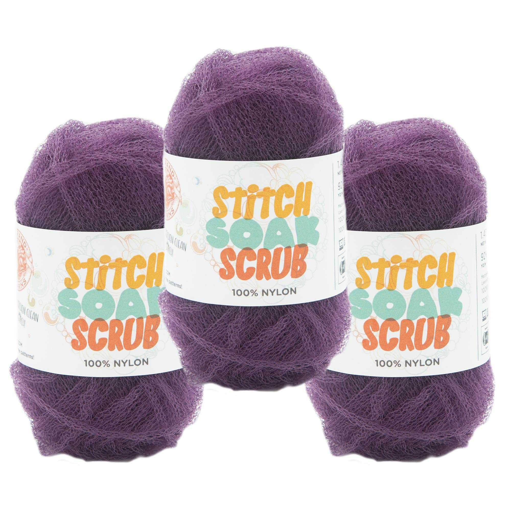 Amazon.com: (3 Pack) Lion Brand Yarn Stitch Soak Scrub Nylon Yarn for ...