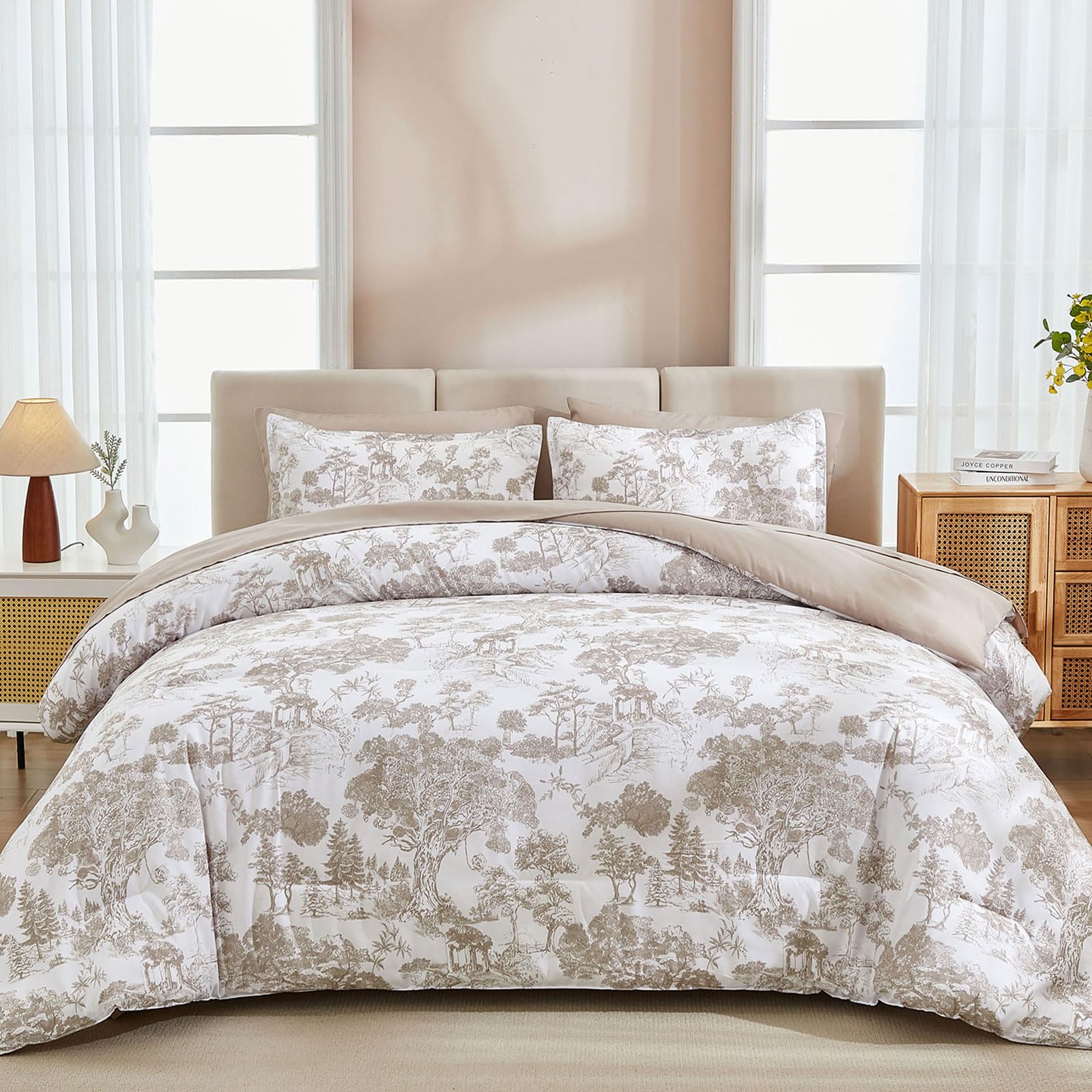 Amazon.com: DJY Khaki Comforter Set King, 7 Pieces Bed in a Bag King ...