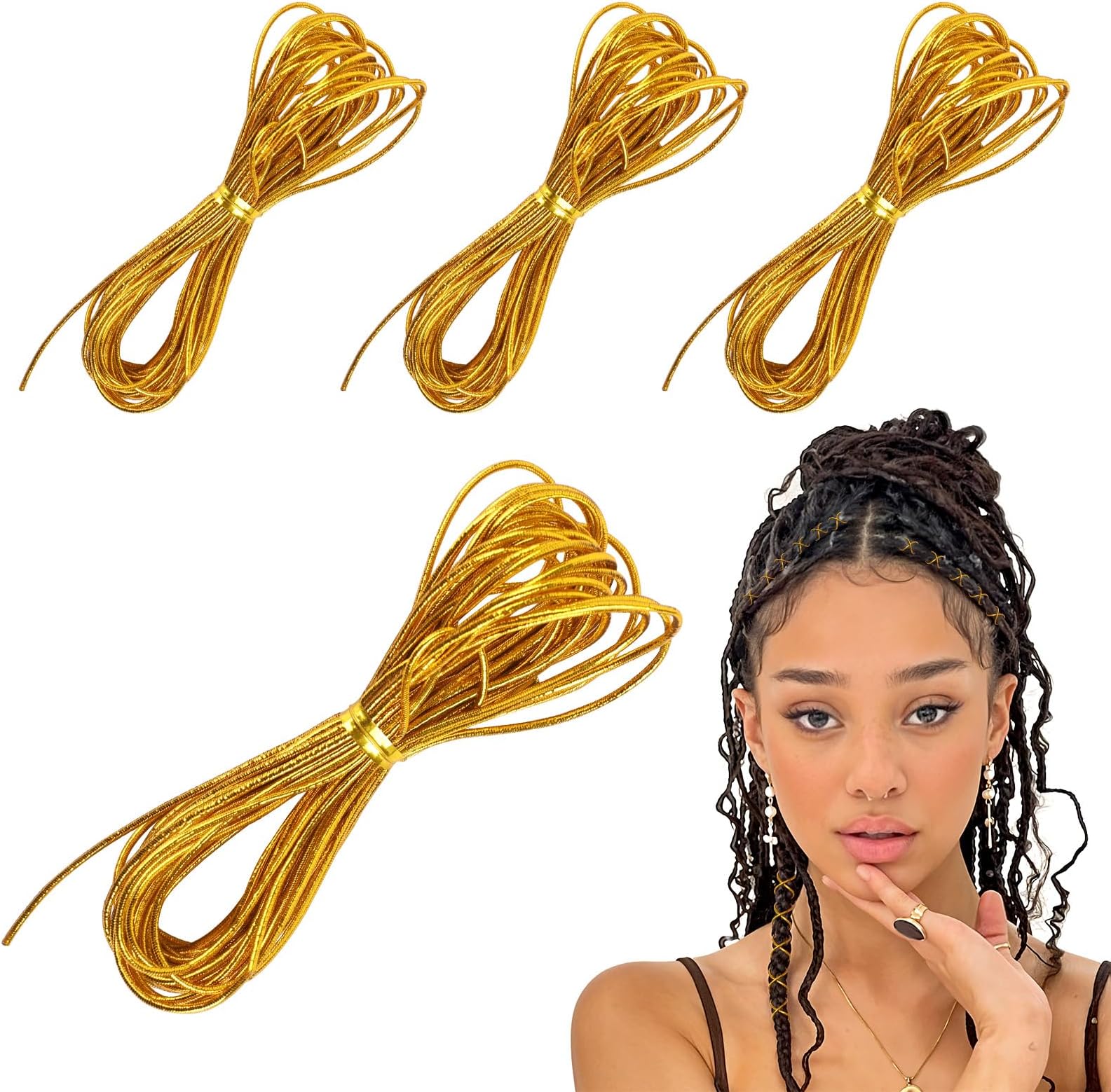 Amazon.com: 4 Pieces 5M Hair Strings for Braids Hair Accessory String ...