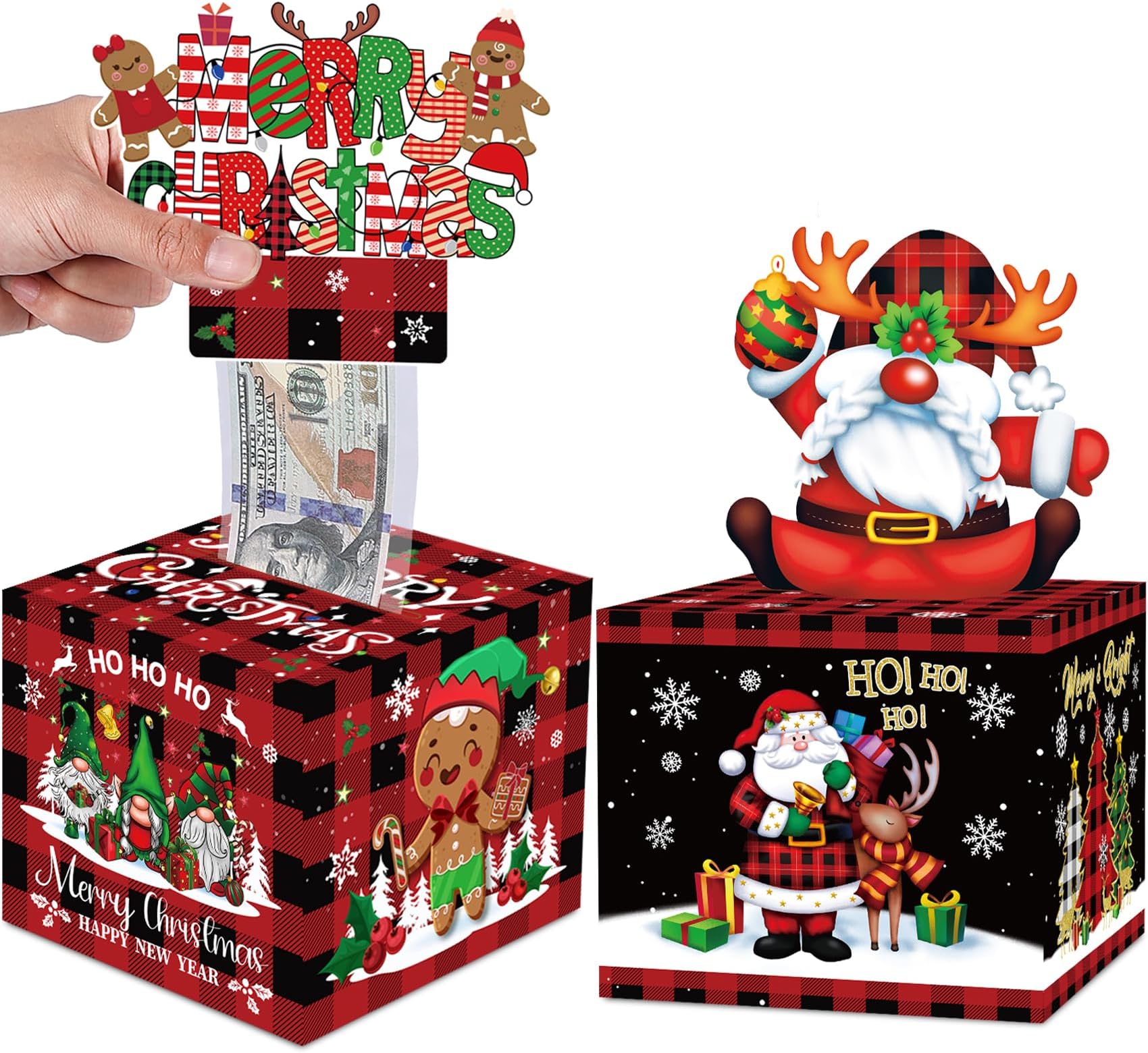 Amazon.com: 2PCS Christmas Surprise Money Box for Cash Gift, Merry ...