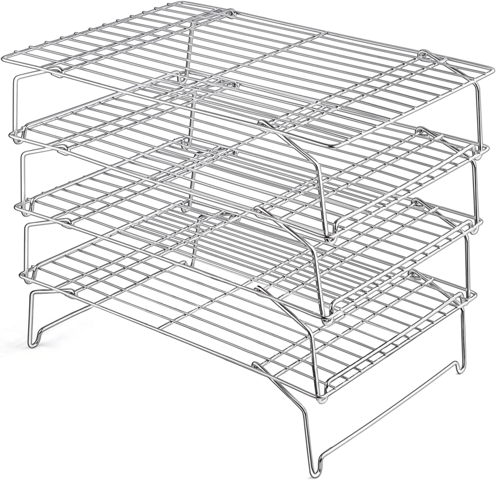 Amazon.com: meekoo 2 Pack 4 Tier Cooling Rack Set Stackable Stainless ...
