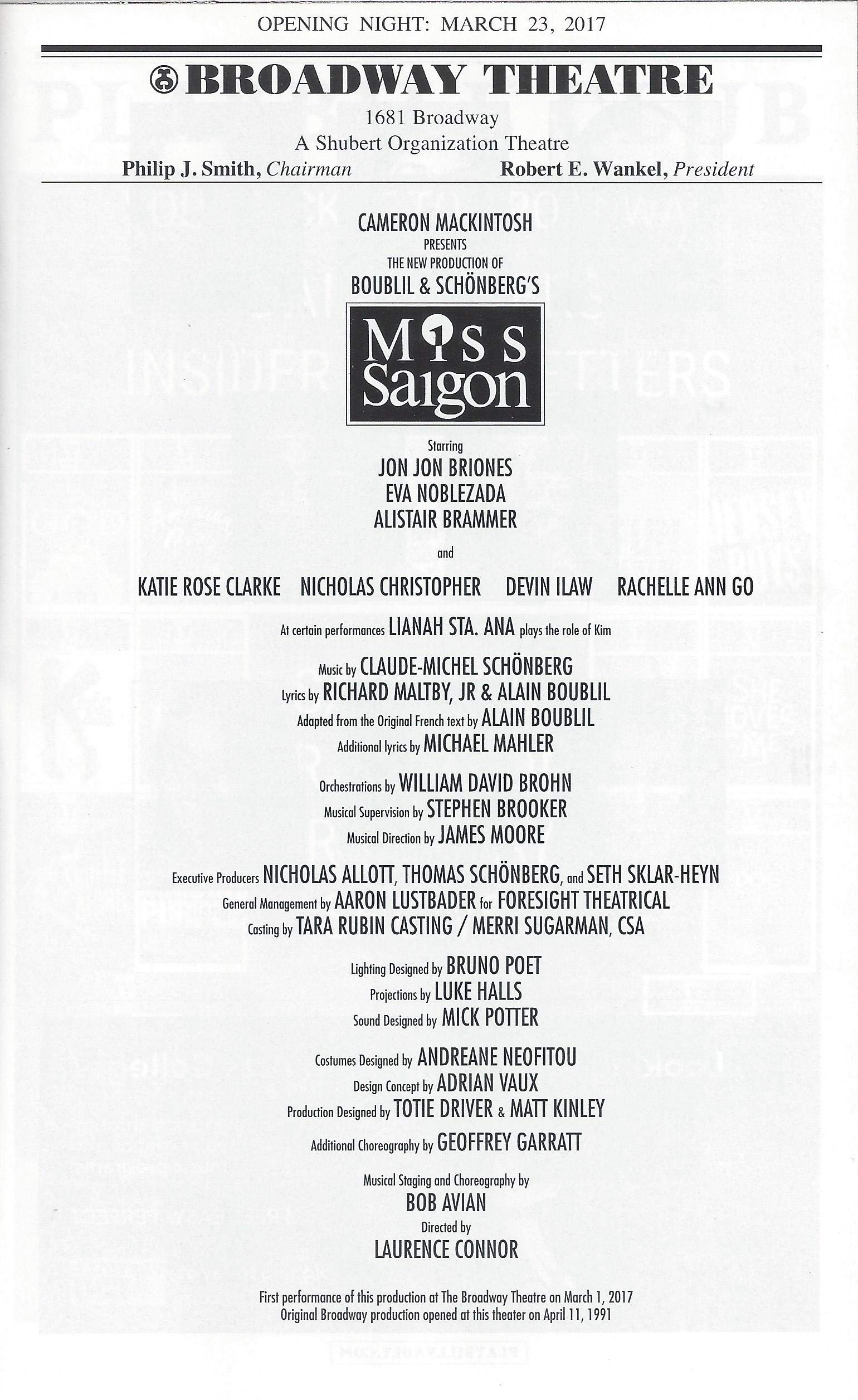 Playbill Inside Pages