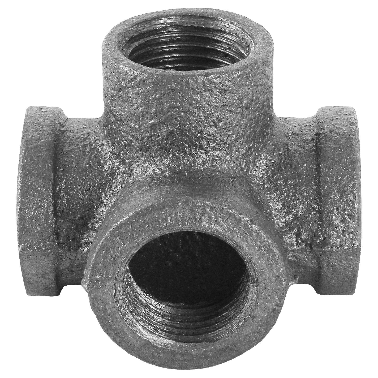 Snapklik.com : 20 PACK 1/2" 4-Way Side Outlet Tee, Industrial Cast Iron ...