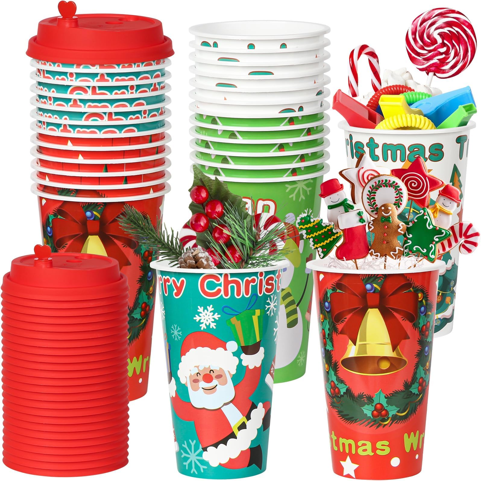 Amazon.com: Sparkle and Bash 24 Pack Plastic Christmas Cups for Kids, 4 ...
