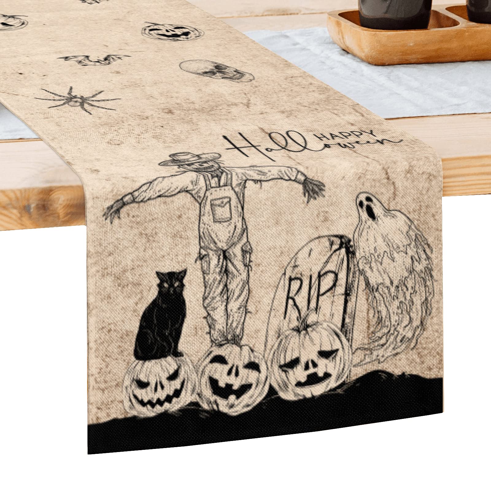 Amazon.com: Halloween Table Runner 72 Inches Long Farmhouse Rustic ...