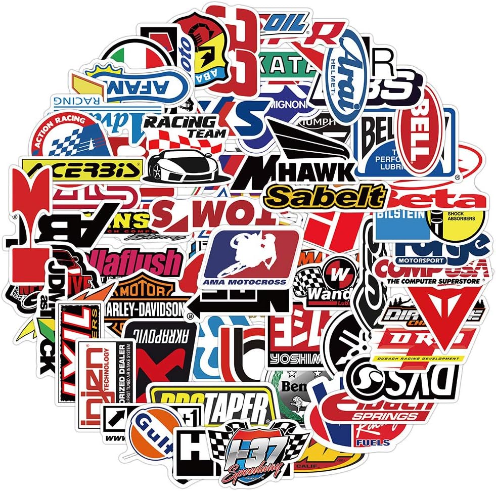 100 Racing car Stickers ,Anime Stickers ,Vinyl Waterproof Stickers for ...