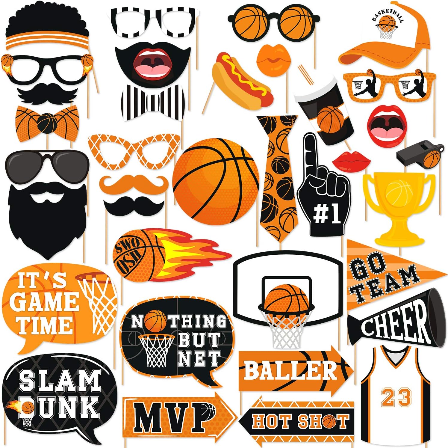 Amazon.com: Generic Basketball Party Decorations Basketball Photo Booth ...