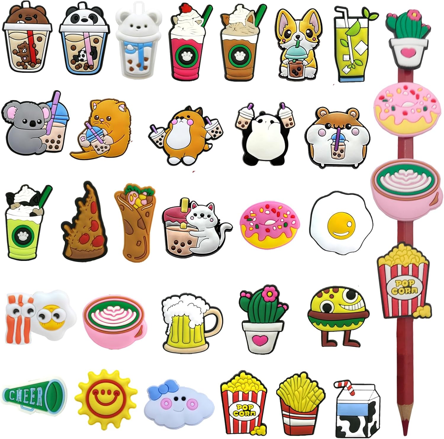 Amazon.com : 29 Pcs Pencil Topper Decorations Cute Cartoon Pen Toppers ...