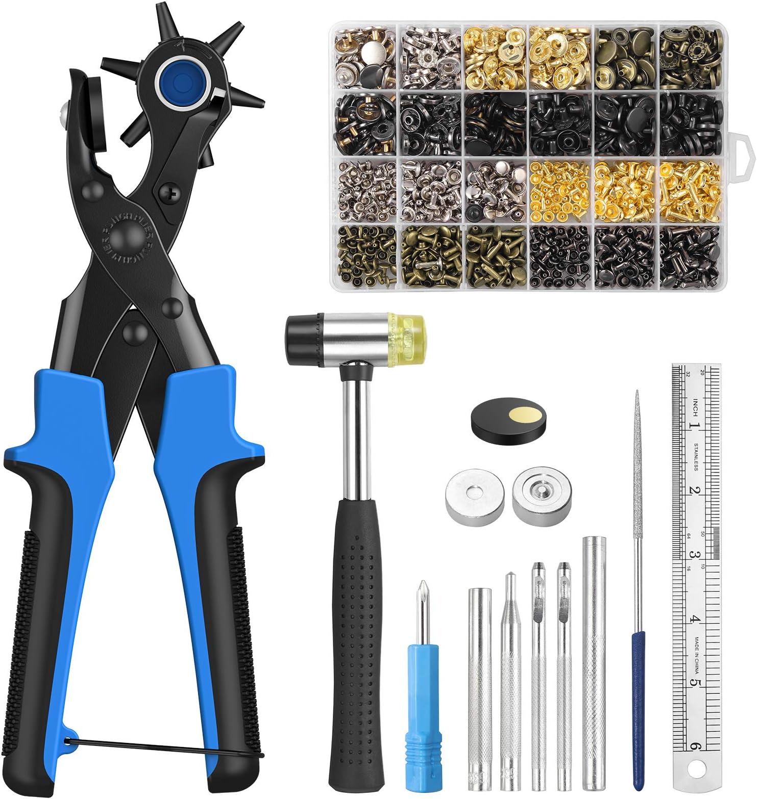 DURATECH Leather Hole Punch, Multifunction Heavy Duty Belt Hole Puncher ...