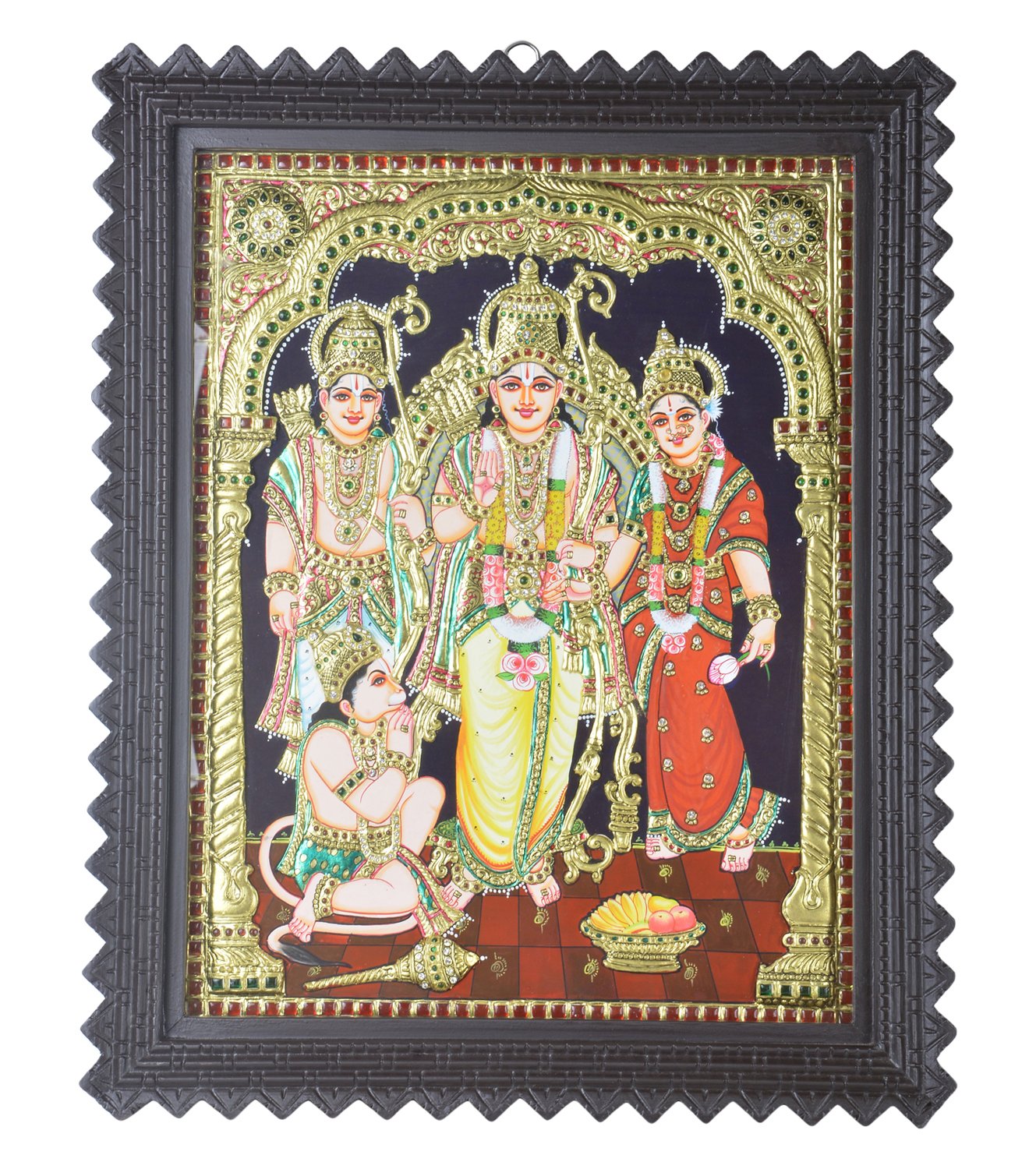 Lakshman Sruthi Gilded Gold Lord Rama Family Tanjore Painting (53 cm x ...