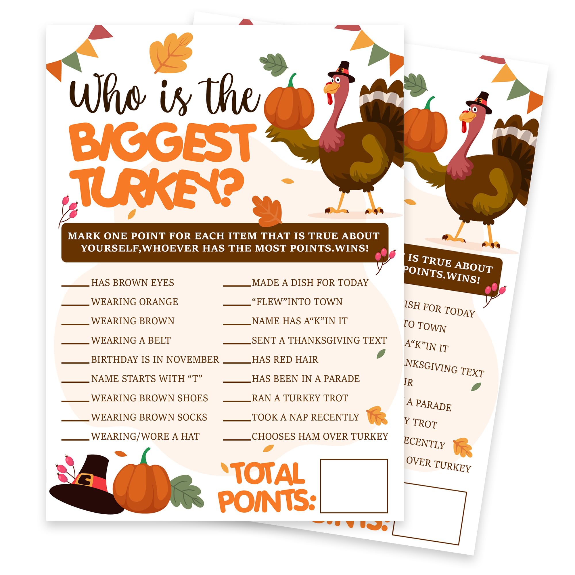 Amazon.com: Thanksgiving Party Icebreaker Card - Who Is The Biggest ...