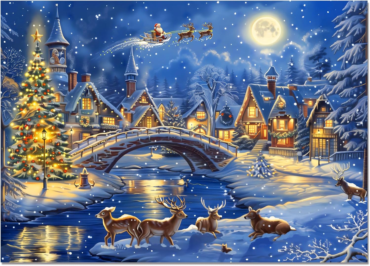 Amazon.com: Christmas Puzzle 500 Pieces for Adults - Winter Town Snow ...