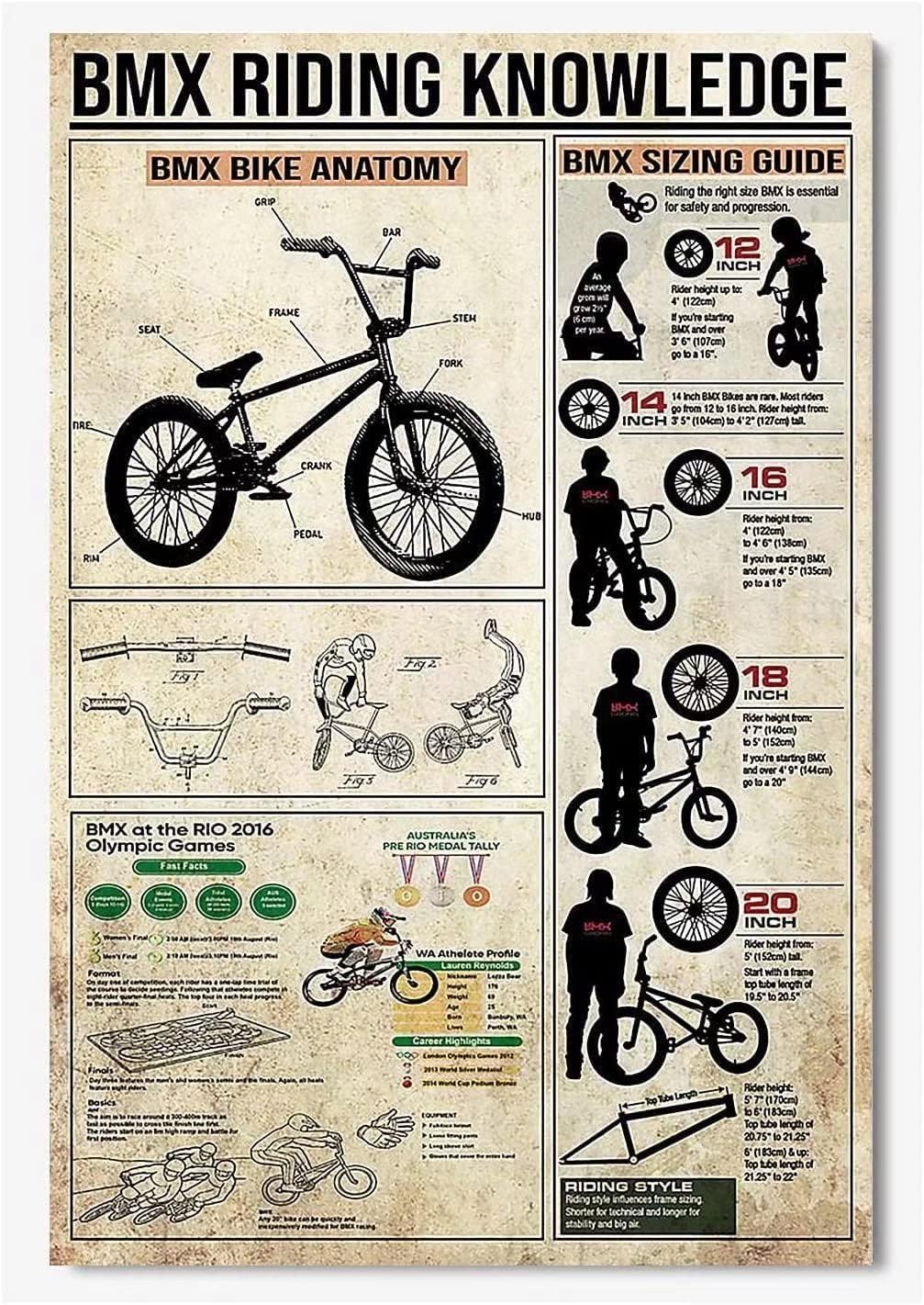 Amazon.com: Bmx Riding Knowledge Metal Tin Signs Bmx Sizing Guide ...
