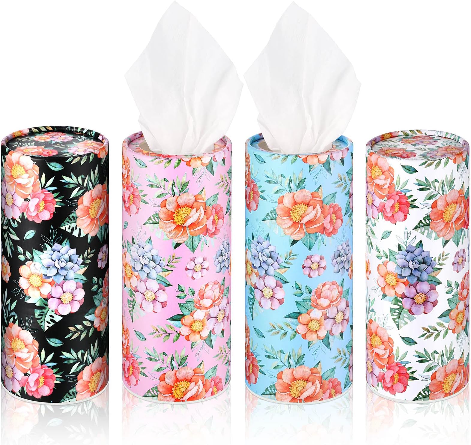 Amazon.com: Tanlade 4 Pack Car Round Tissue Holder with Facial Tissue ...