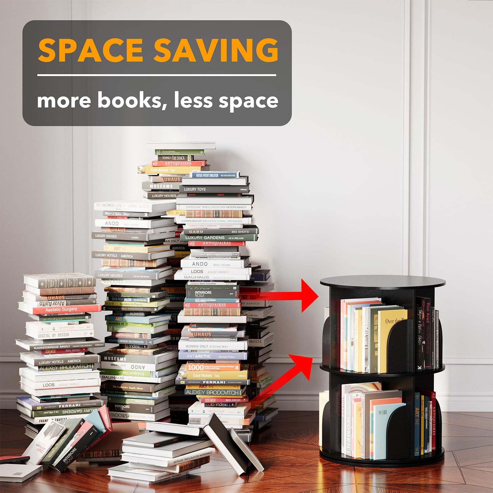 Snapklik.com : 2 Tier Rotating Bookshelf Tower, Spinning Bookcase Lazy ...