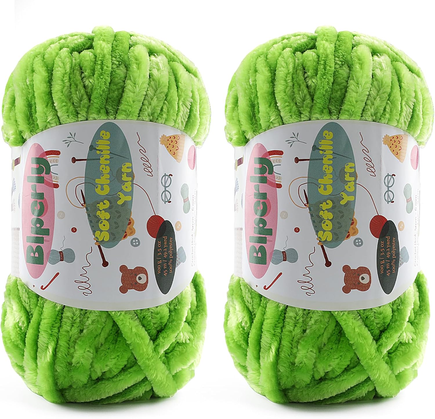 Amazon.com: 2 * 100g Fluffy Chenille Yarn for Crocheting - Chunky ...