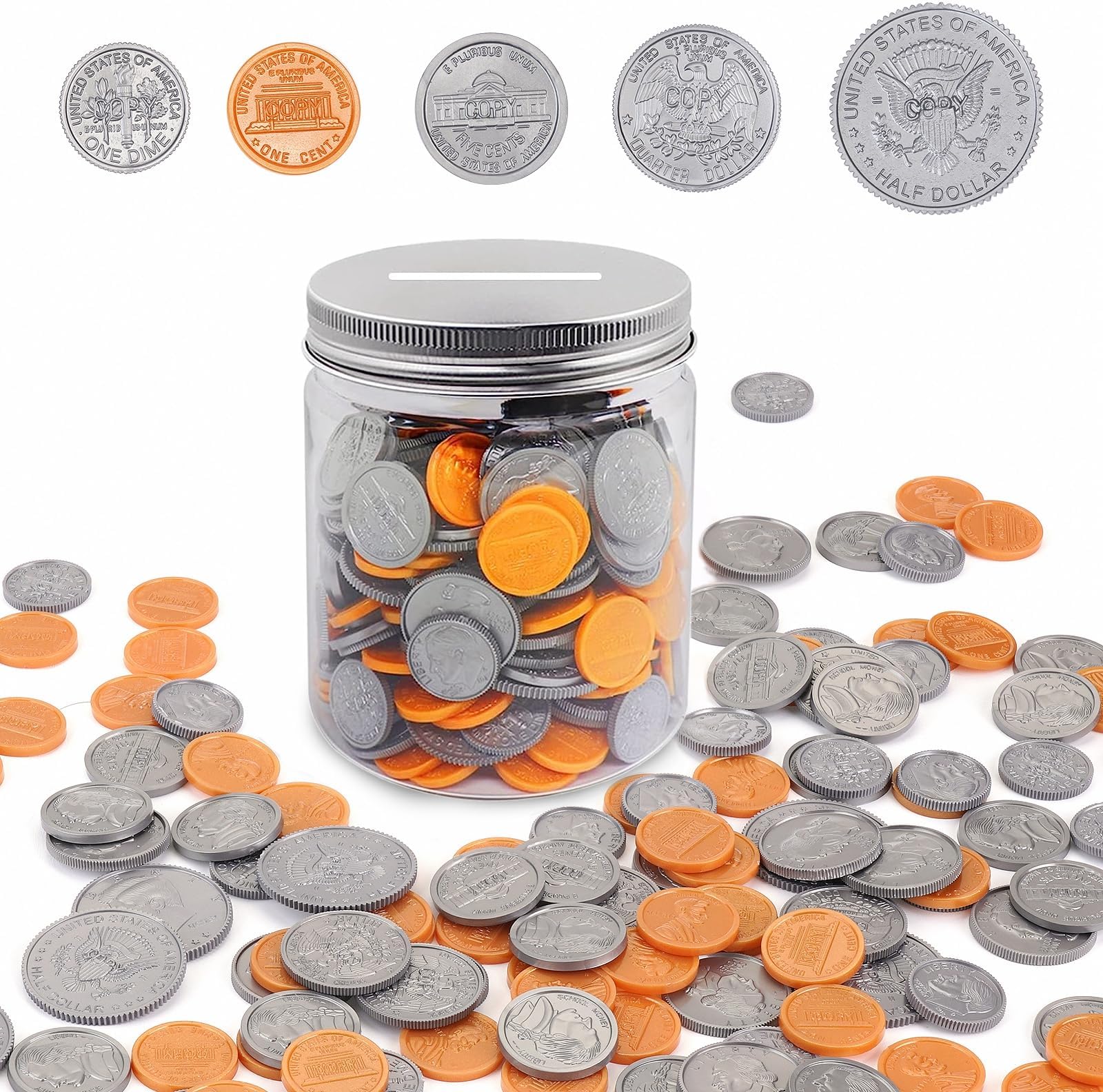 Amazon.com : Mczxon Play Money Coins for Kids, Fake Money Coins with ...