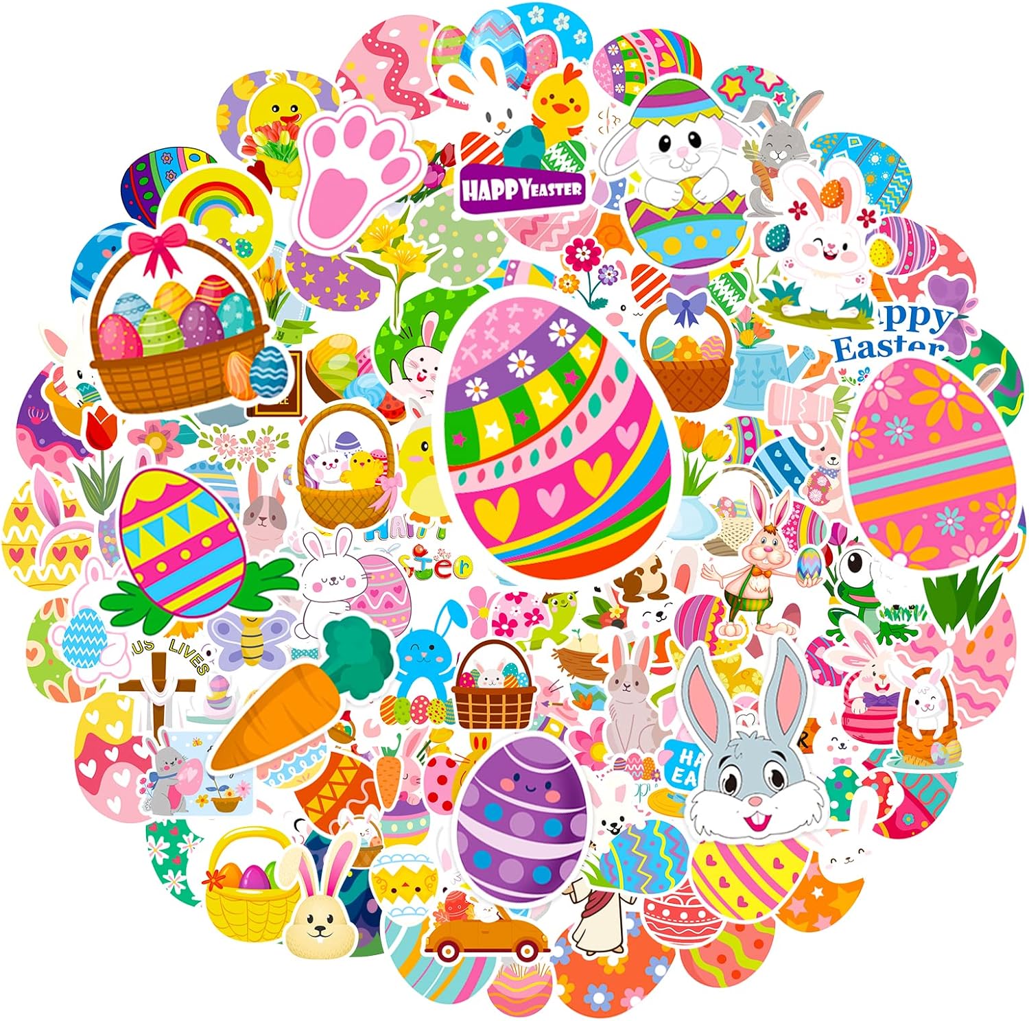 Amazon.com: 332 Pcs Easter Stickers Waterproof Easter Egg Bunny ...