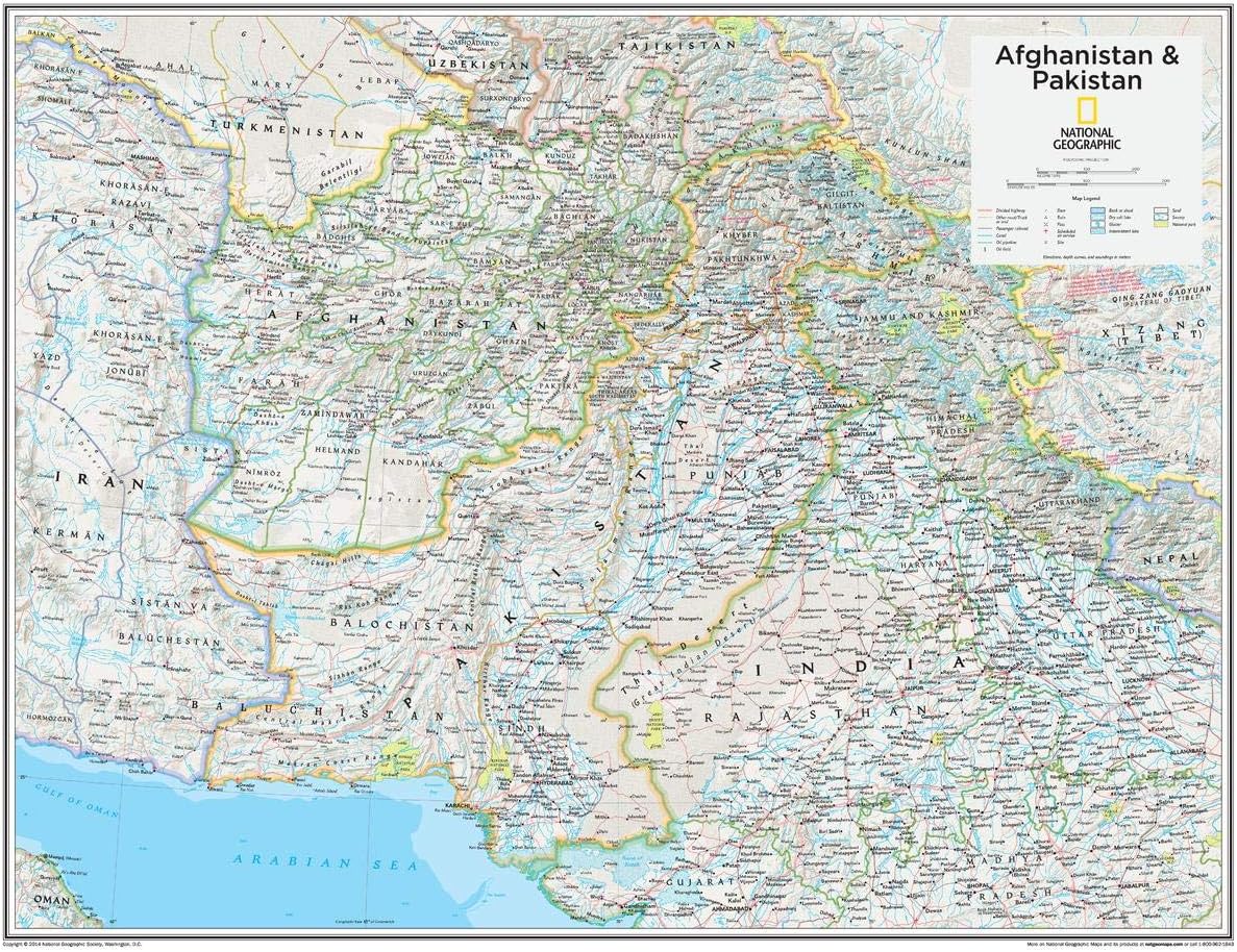National Geographic: Afghanistan & Pakistan Wall Map - 28 x 22 inches ...