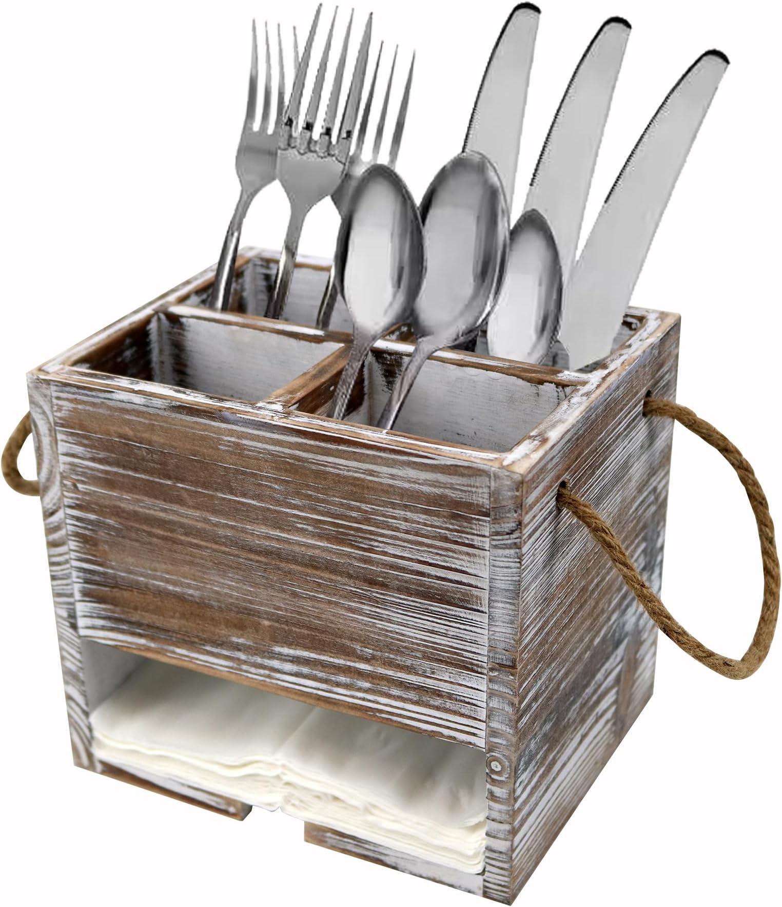 Amazon.com: Rustic Wood Utensil Organizer Caddy (Rustic Brown) : Home ...