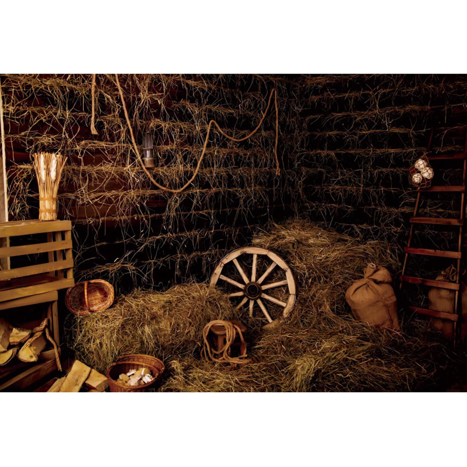 Amazon.com : YongFoto Vintage Farmhouse Barn Backdrop 7x5ft Haystack ...